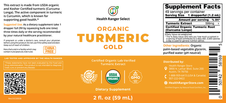 Health Ranger's Organic Turmeric Gold liquid extract 2 fl. oz. – Health ...
