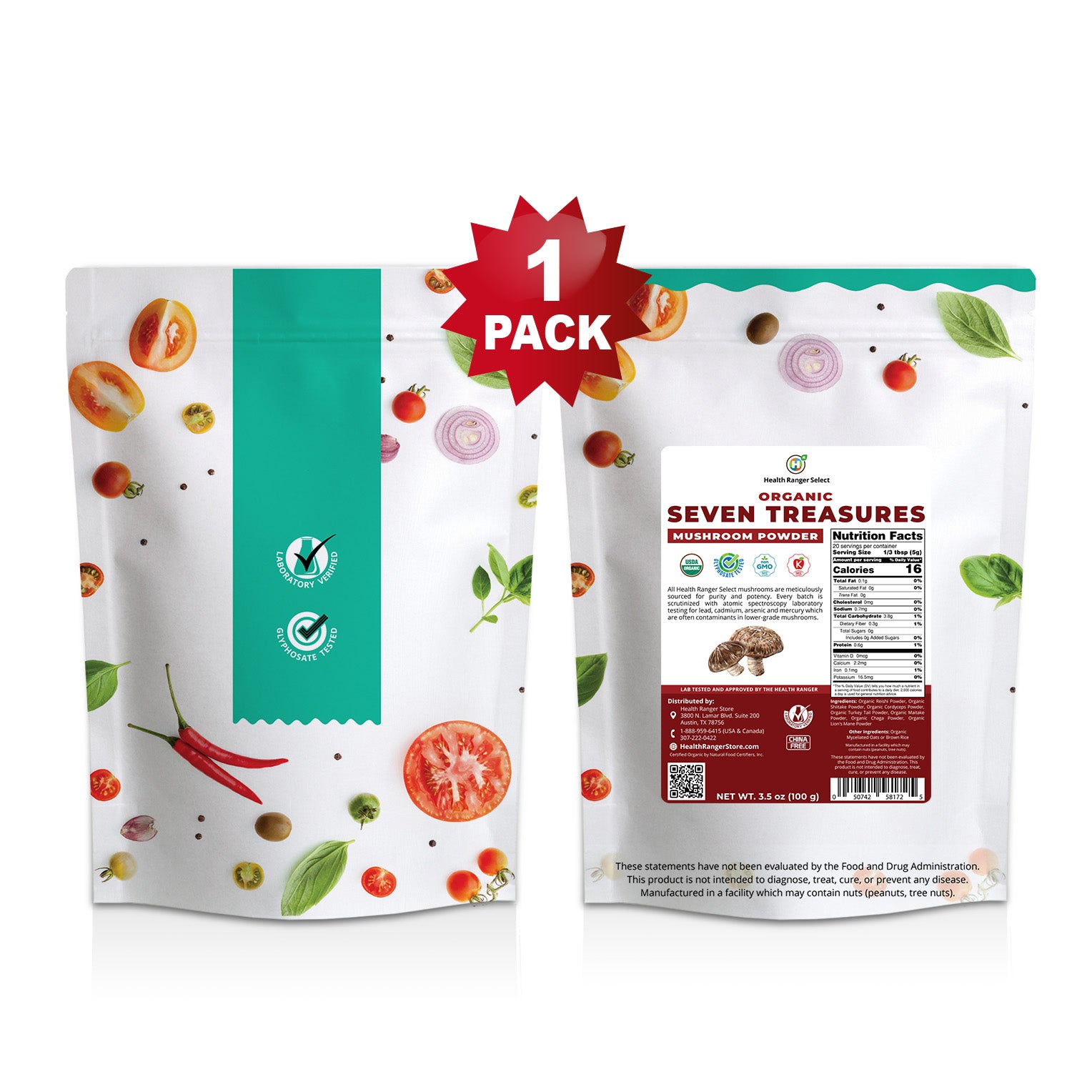 Organic Seven Treasures Mushroom Powder 3.5oz (100g) – Health Ranger Store