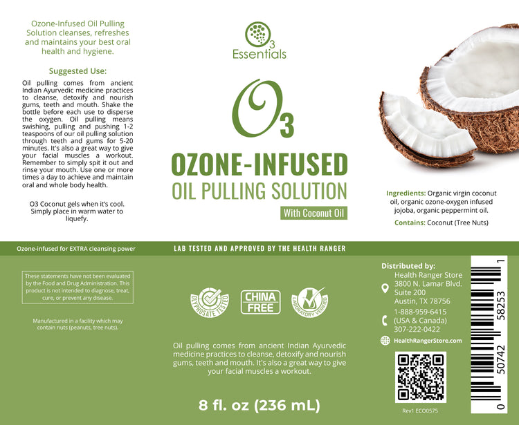 O3 Ozone-Infused Oil Pulling Solution 8oz (with Organic Coconut Oil an ...