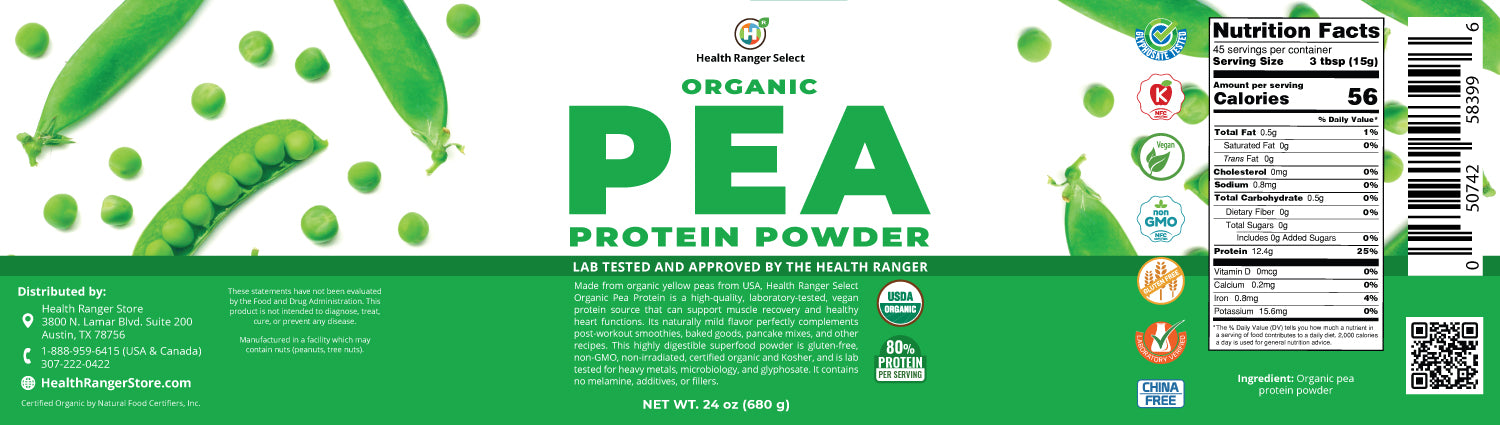 Organic Pea Protein Powder 24 oz (680g) – Health Ranger Store