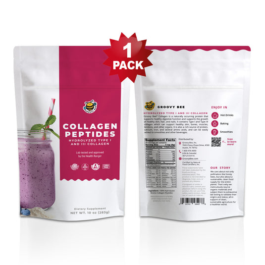 Groovy Bee® Collagen Peptides - Hydrolyzed Type I and III Collagen 10o ...