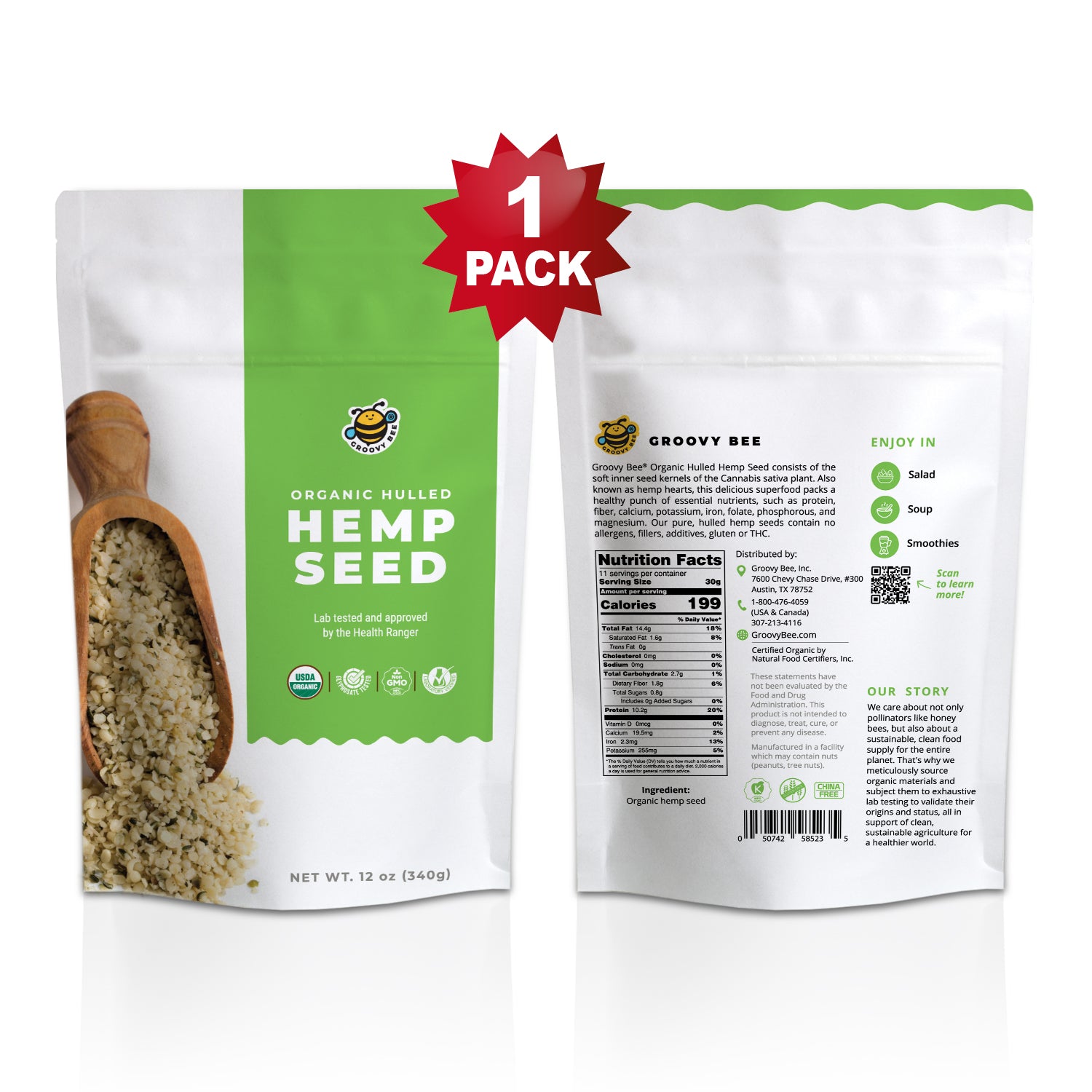 Organic Hulled Hemp Seed 12 oz (340 g) – Health Ranger Store