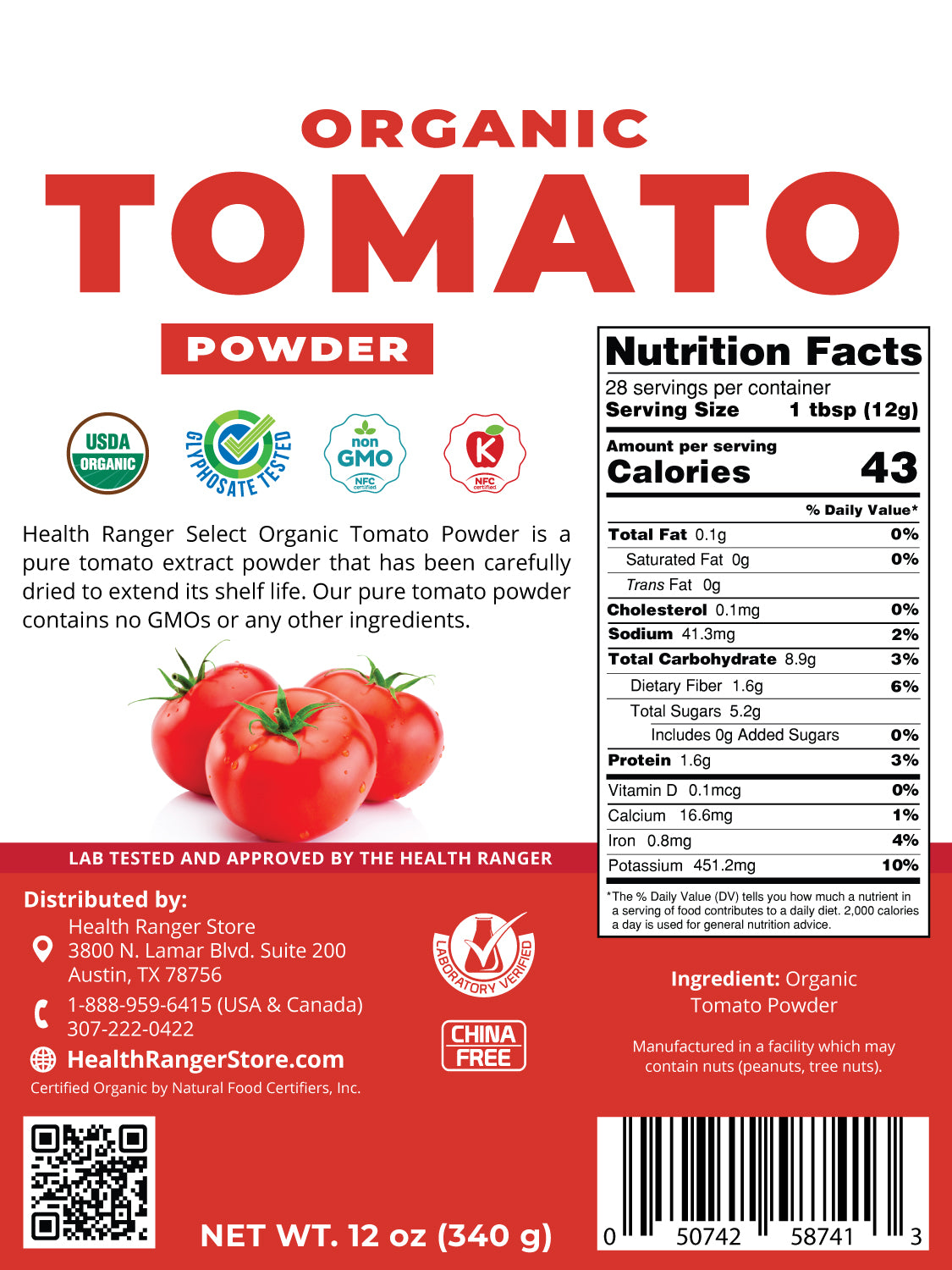 Organic Tomato Powder 12oz (340g) – Health Ranger Store