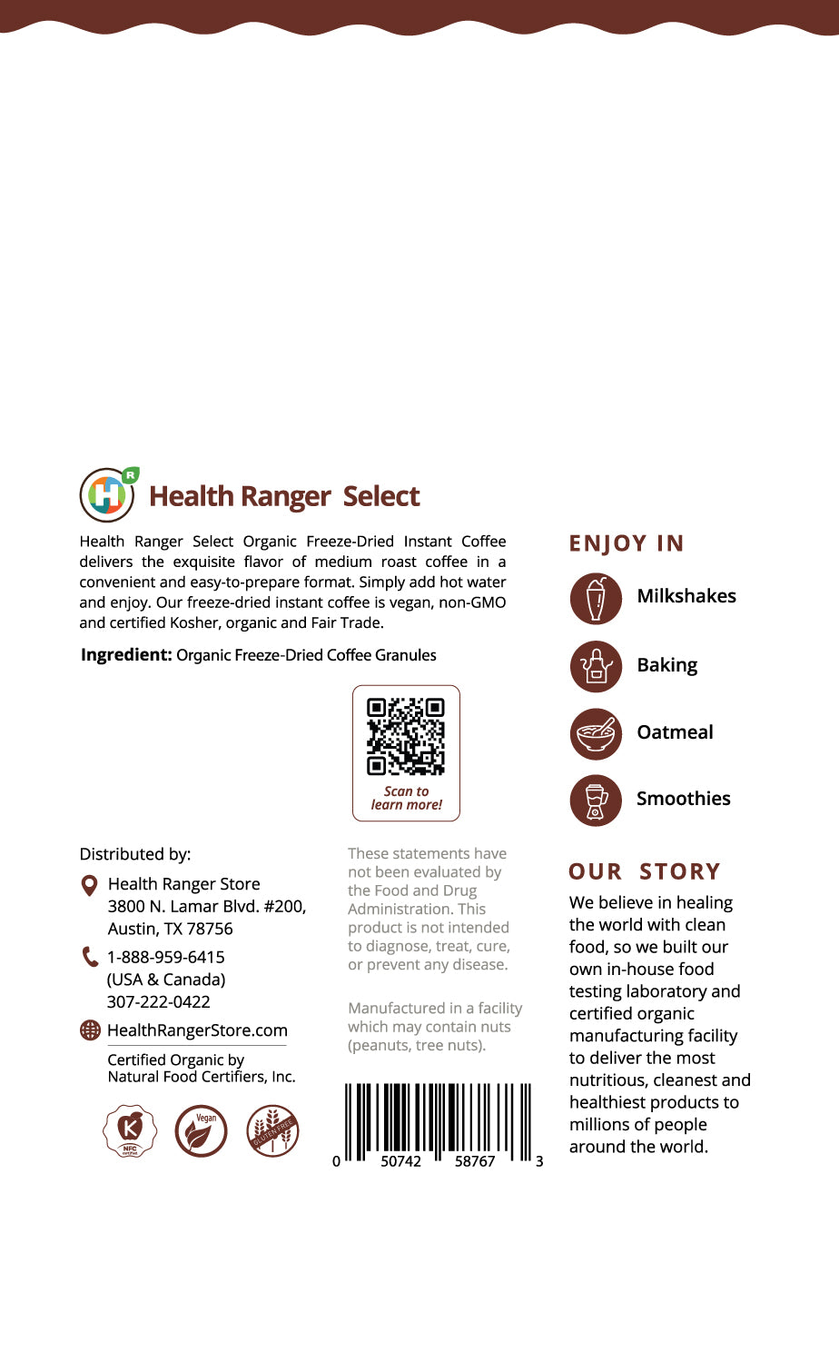 Fair Trade Organic Freeze-Dried Instant Coffee 3oz (87g) – Health ...
