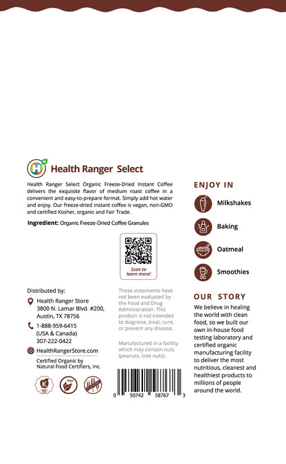 Fair Trade Organic Freeze-Dried Instant Coffee 3oz (87g) – Health ...