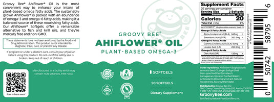 Groovy Bee® Ahiflower Oil 90 Softgels - Plant-Based Omega 3-6-9 ...