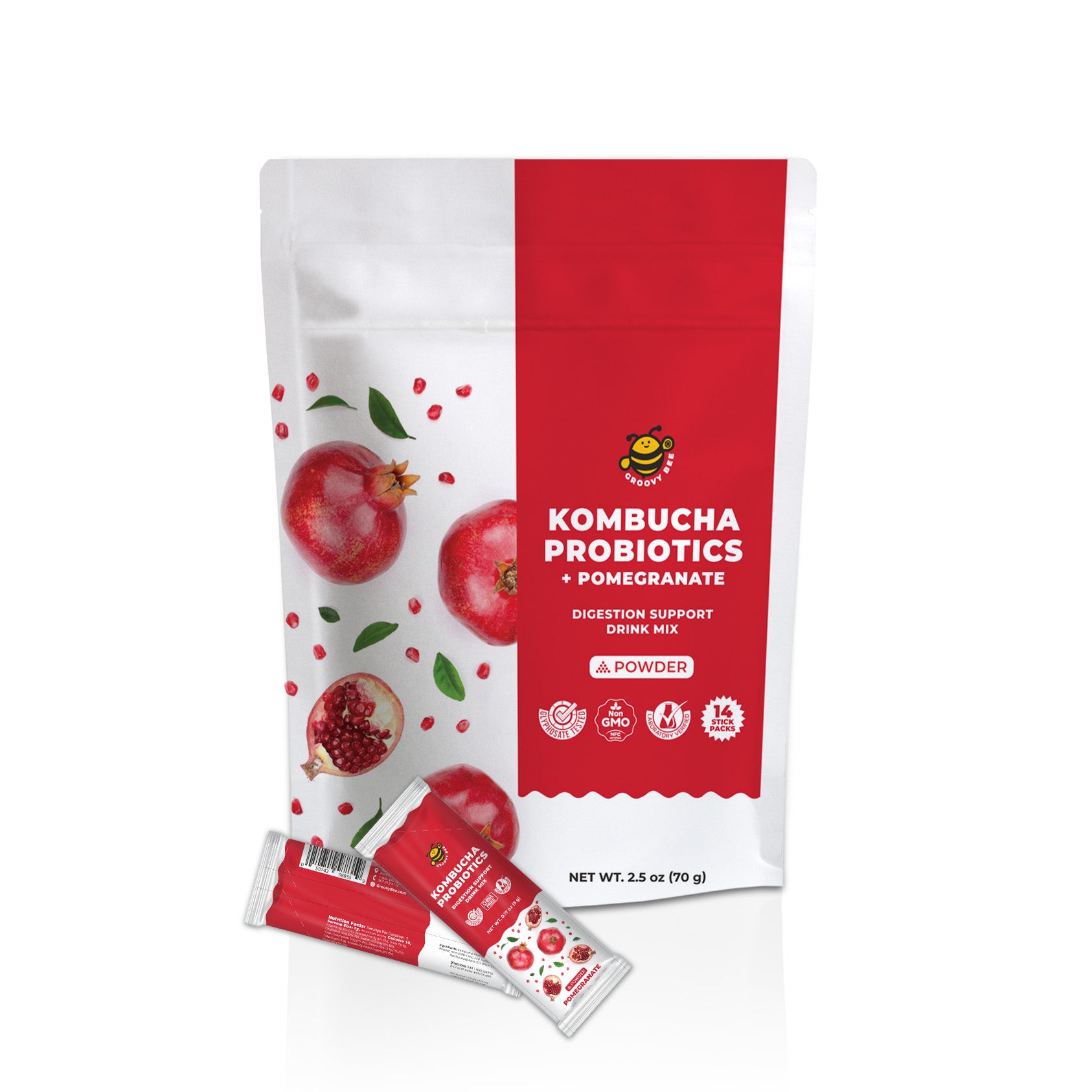 Kombucha Probiotics + Pomegranate Powder (14 counts) 2.5 oz (70g ...