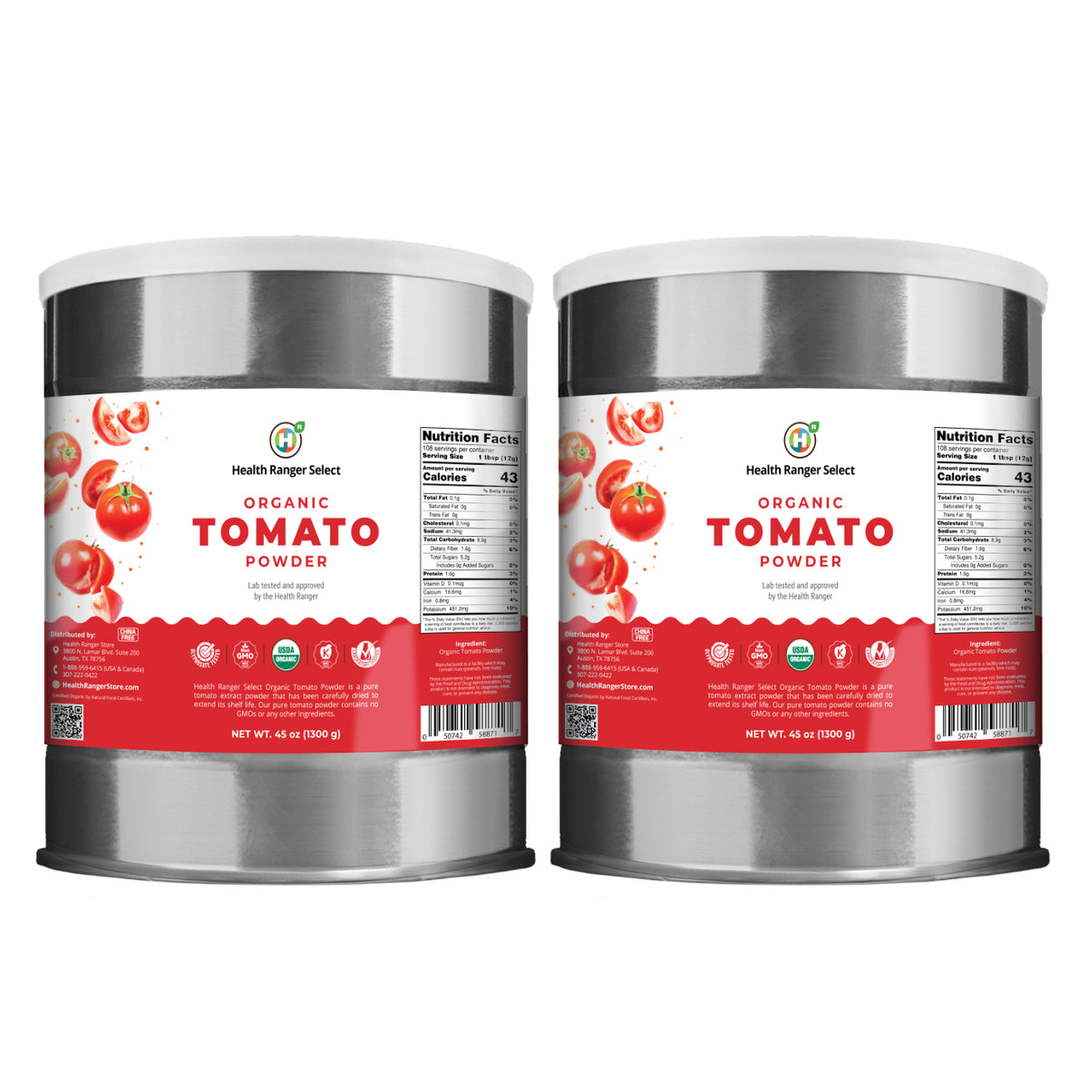 Organic Tomato Powder 45oz (1300g) #10 Can (2-Pack) — Health Ranger Store