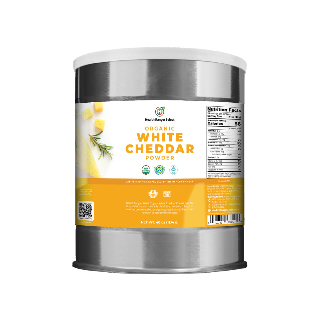 Organic White Cheddar Cheese Powder (40 oz, 1134g) #10 Can (2-Pack ...