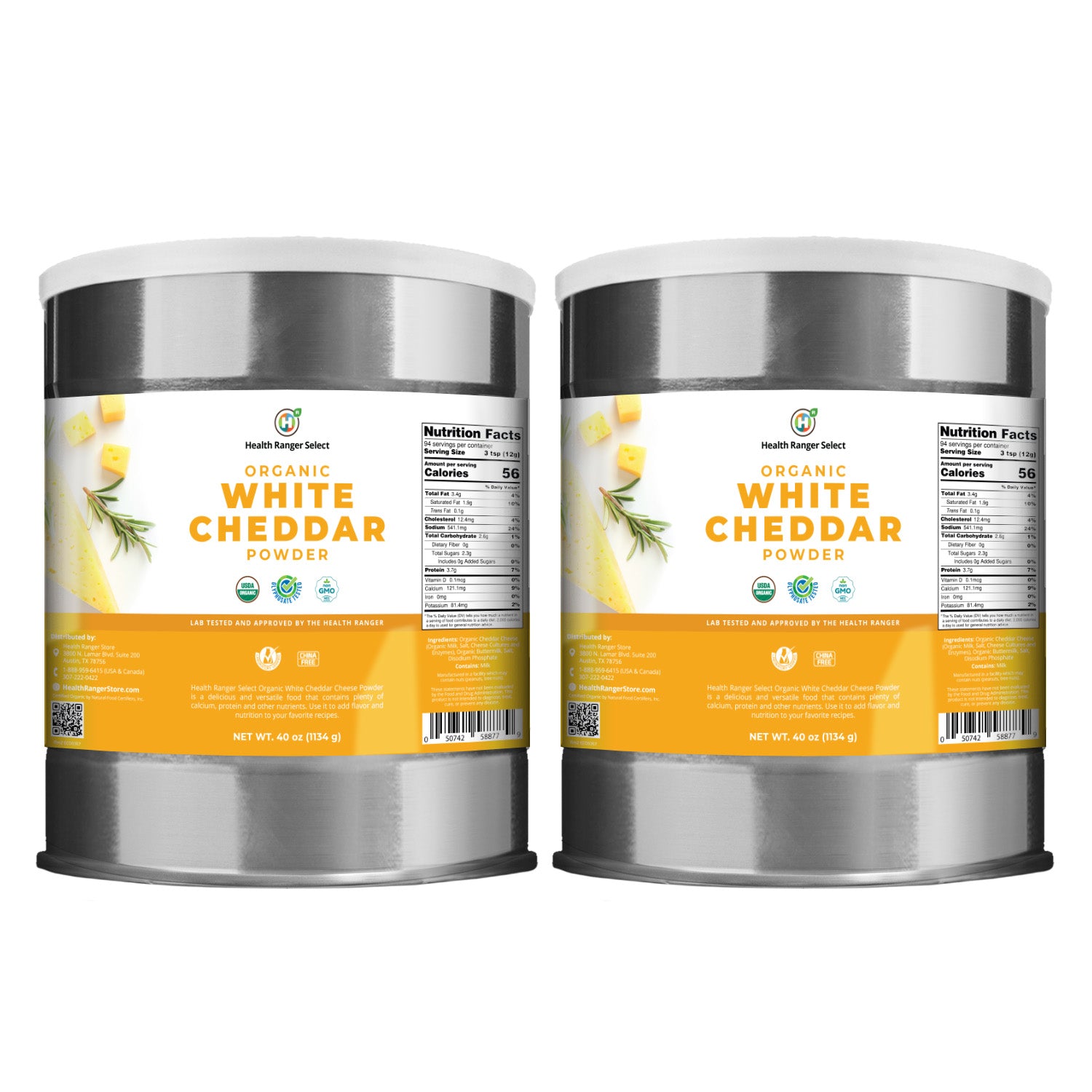 Organic White Cheddar Powder (40 oz, 1134g) #10 Can (2-Pack) – Health ...