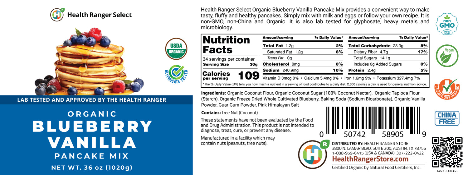 Mini-Bucket Organic Blueberry Vanilla Pancake Mix 36 oz (1020 g ...