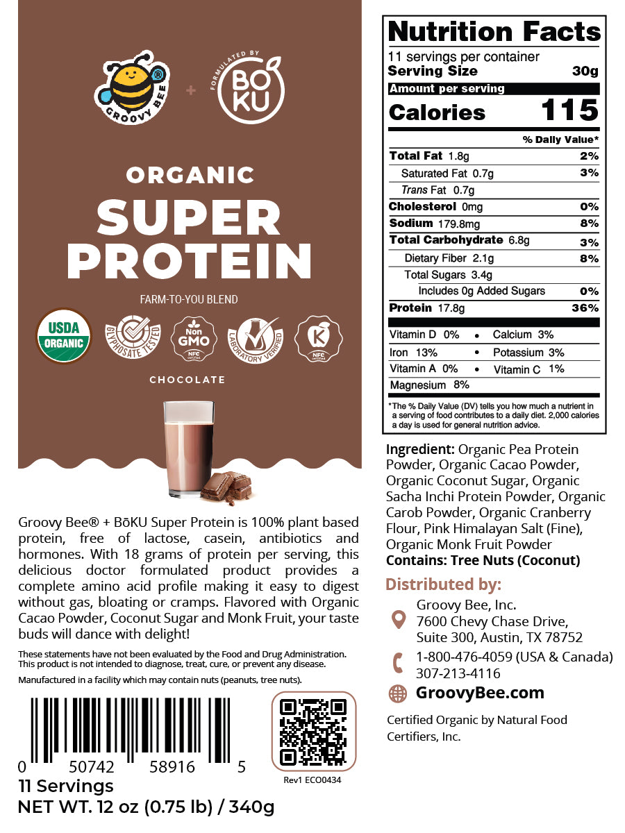 Organic Super Protein - Chocolate 12oz (0.75 lb) / 340 g – Health ...