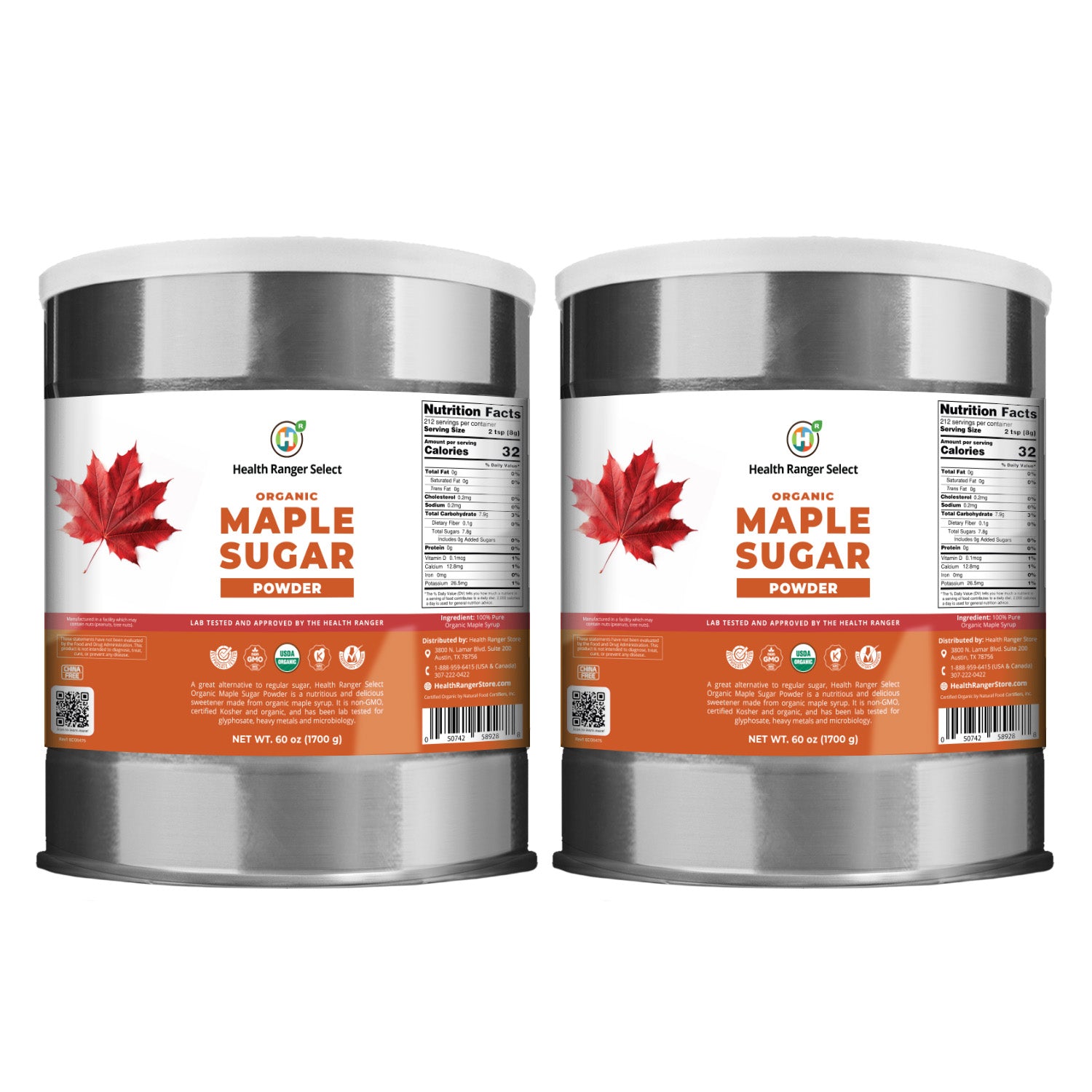 Organic Maple Sugar Powder 60 oz (#10 can, 1700 g) (2-Pack) – Health ...
