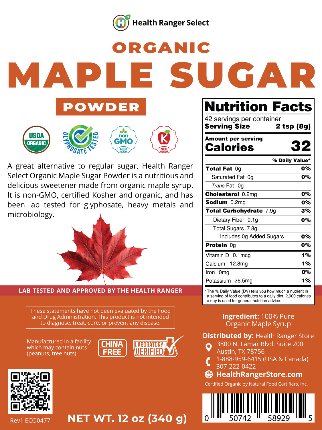 Organic Maple Sugar Powder 12oz (340g) – Health Ranger Store