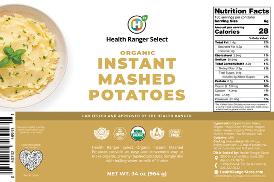 Organic Creamy, Buttery and Cheesy Mashed Potatoes 34 oz (964g) #10 Ca ...