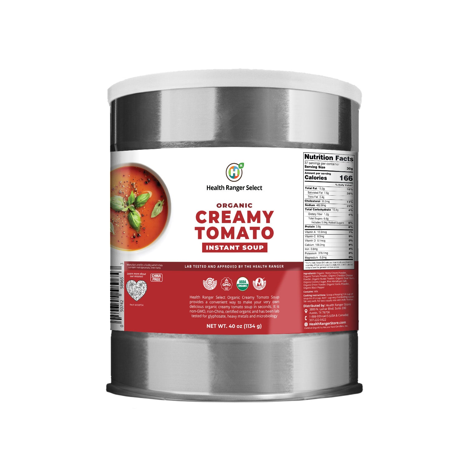 Organic Creamy Tomato Instant Soup 40 oz (1134g) #10 Can (2-Pack ...