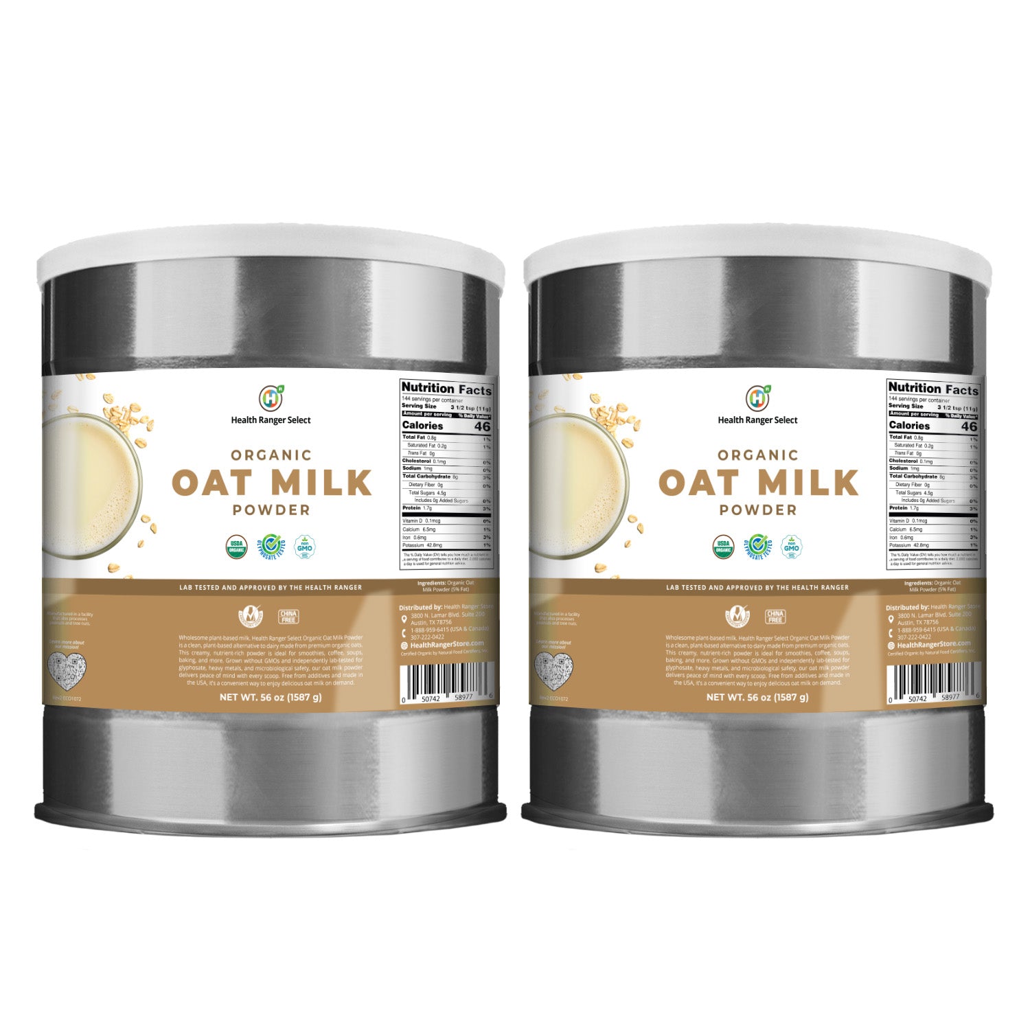 Organic Oat Milk Powder 56 oz (#10 can, 1587 g) (2-Pack) – Health ...
