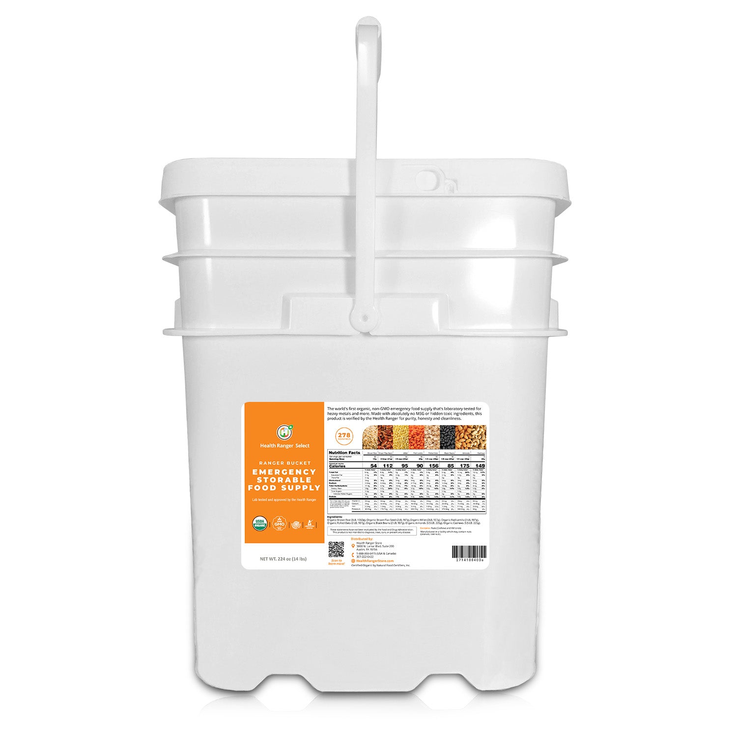 23 Days Food Supply (1 Adult) - (536 Servings) Ranger Bucket Set - Org ...