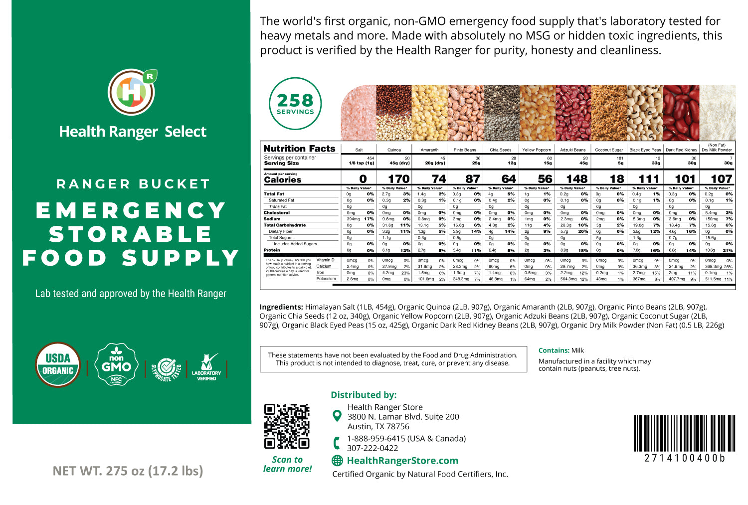 23 Days Food Supply (1 Adult) - (536 Servings) Ranger Bucket Set - Org ...