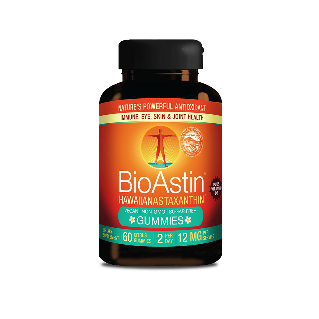 BioAstin Hawaiian Astaxanthin Gummies + Vitamin D3 12 mg 60 Count ...