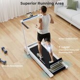 3-in-1 Folding Treadmill with Large Desk and LCD Display-White – Health ...