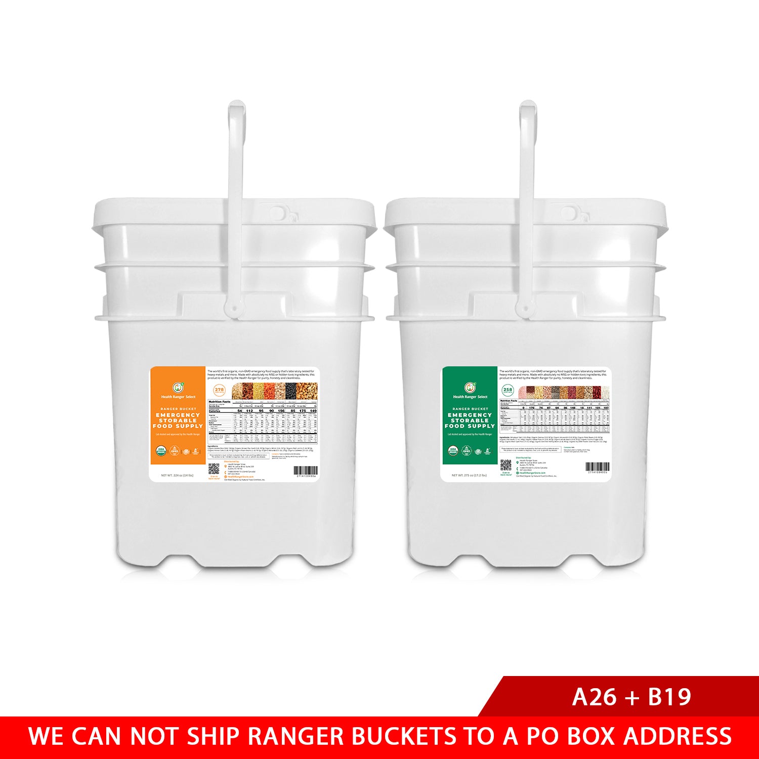(536 Servings) Ranger Bucket Set - Organic Emergency Storable Food Sup ...