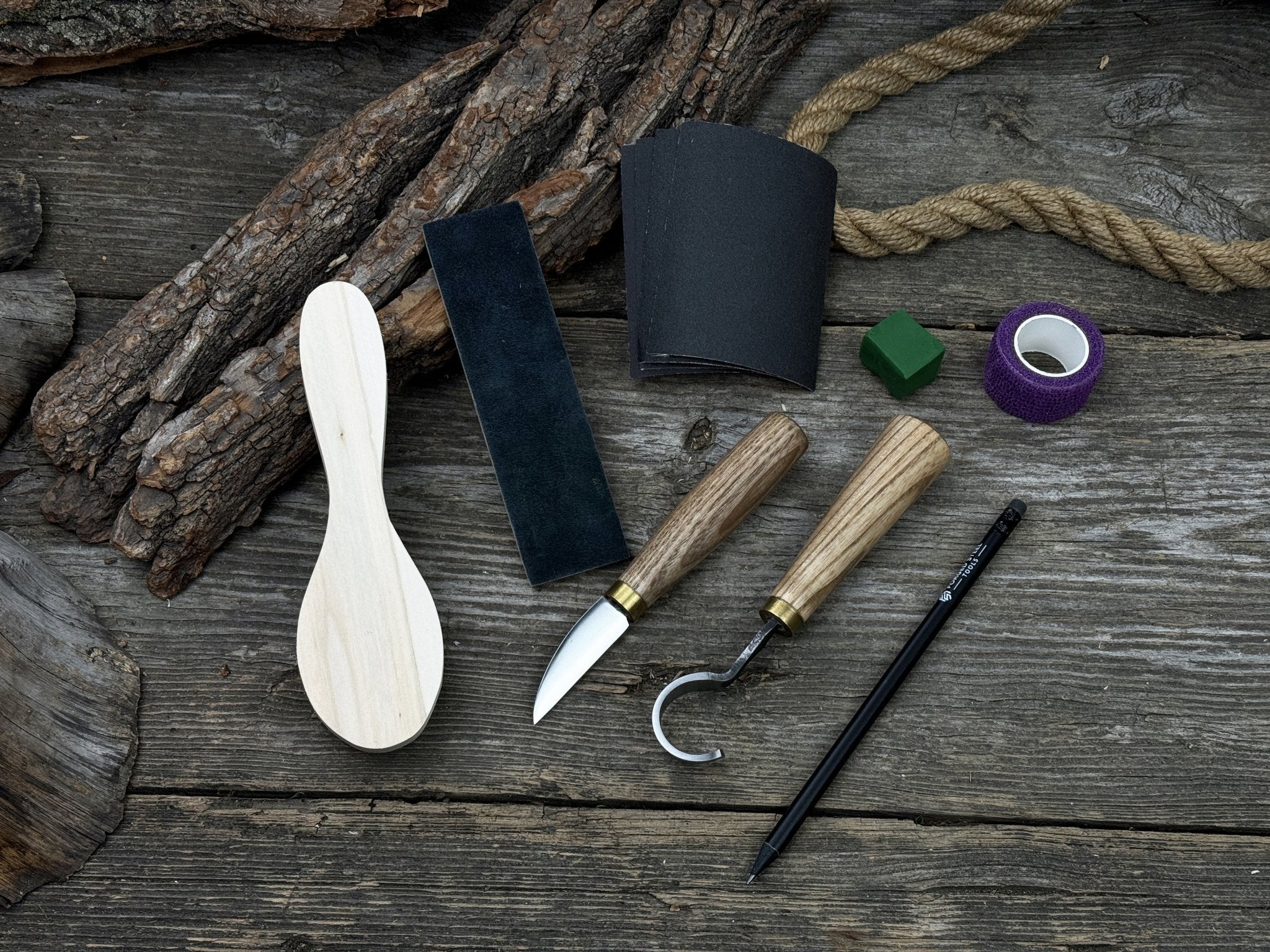Spoon Carving Kit – Full Carving Set with Safety Tape & Polishing Tool ...