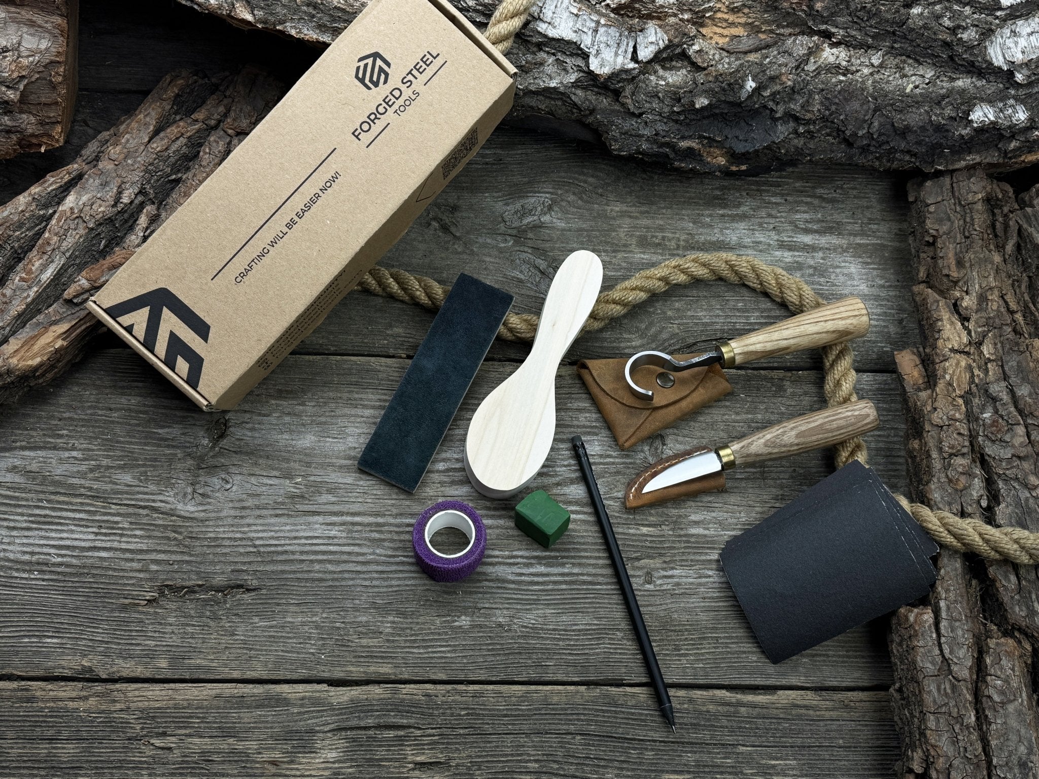 Spoon Carving Kit – Full Carving Set with Safety Tape & Polishing Tool ...
