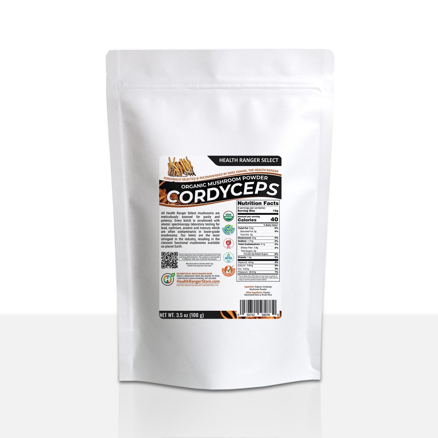 Organic Cordyceps Mushroom Powder 3.5 oz (100g) – Health Ranger Store