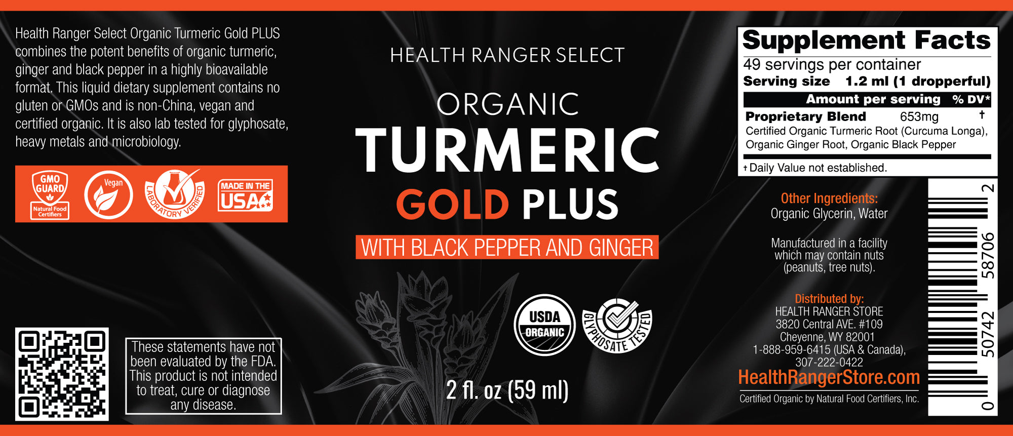 Organic Turmeric Gold Plus with Black Pepper and Ginger 2 fl. oz (59 m ...