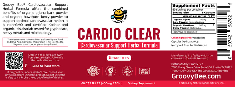 Cardio Clear - Cardiovascular Support Herbal Formula 60 caps (400mg ...