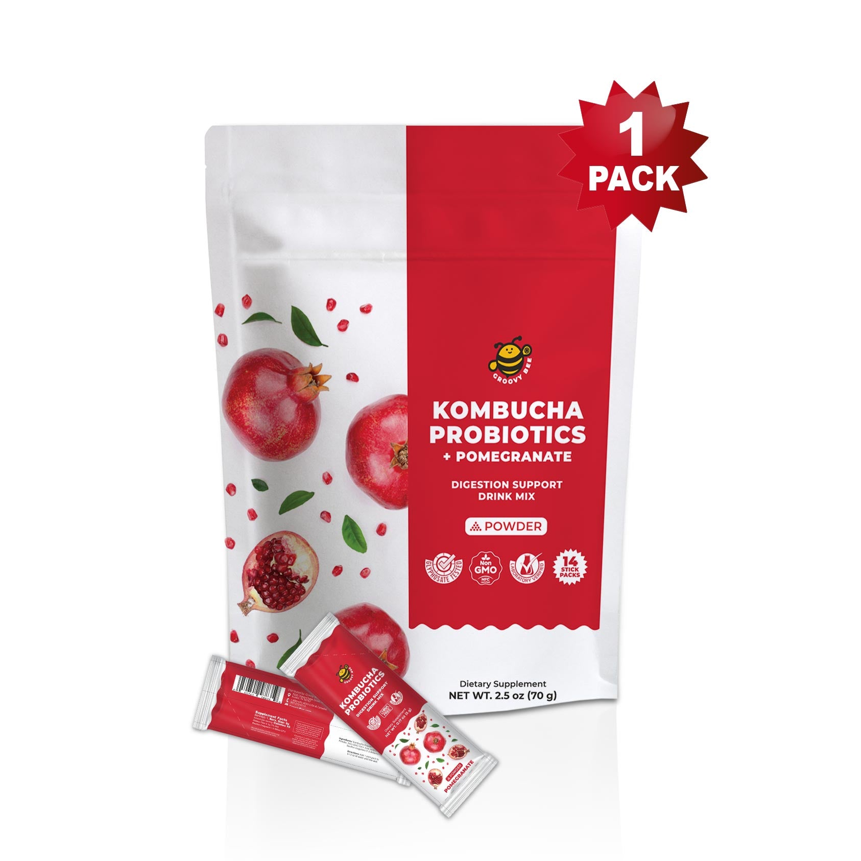 Kombucha Probiotics + Pomegranate Powder (14 counts) 2.5 oz (70g ...